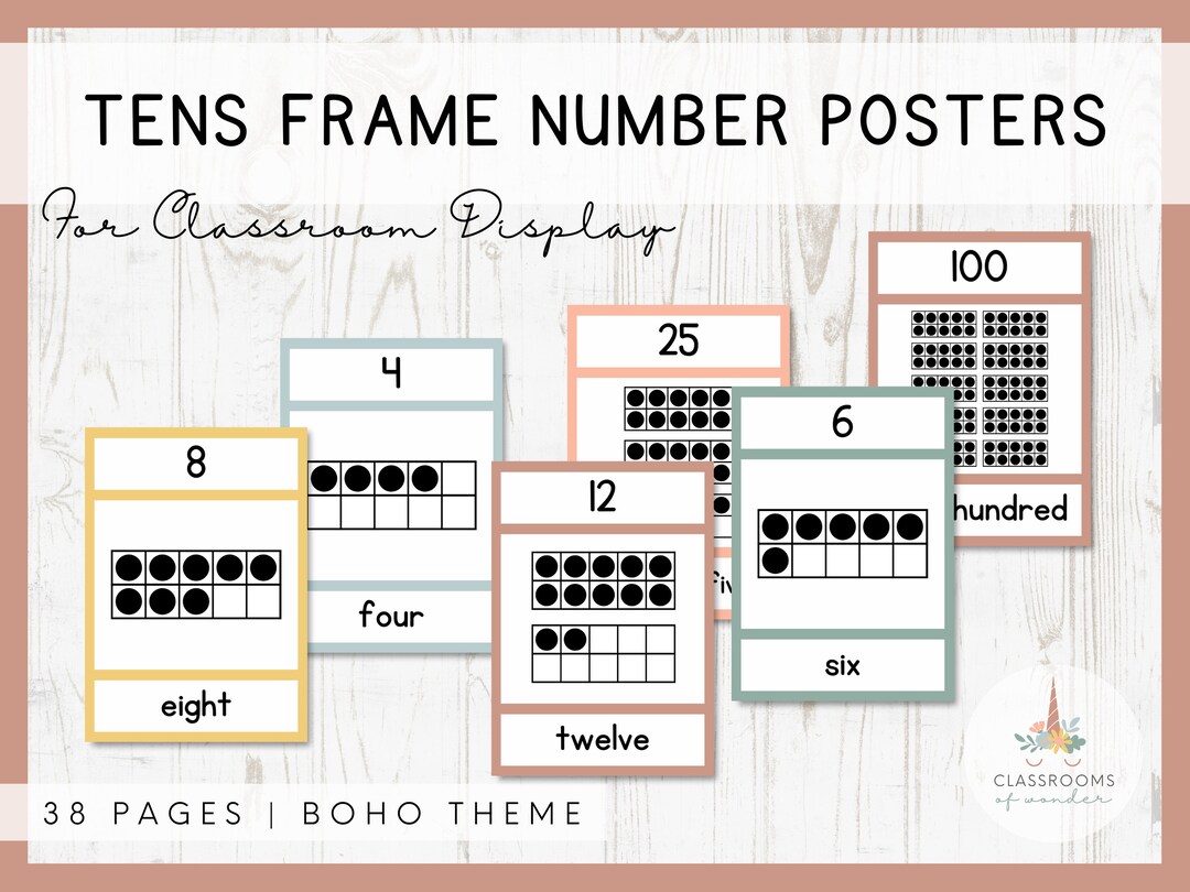Tens Frame Posters WARM BOHO PALETTE Inspiring Classroom Decor - Etsy