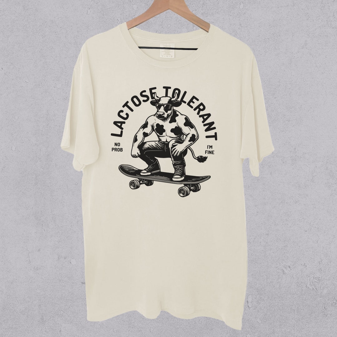 Lactose Tolerant Graphic T-shirt, Vintage Funny Meme Oversized Genz ...