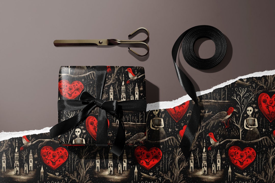 Edwardian Goth Wrapping Paper Roll, Valentine's Day Gothic Romance Gift ...