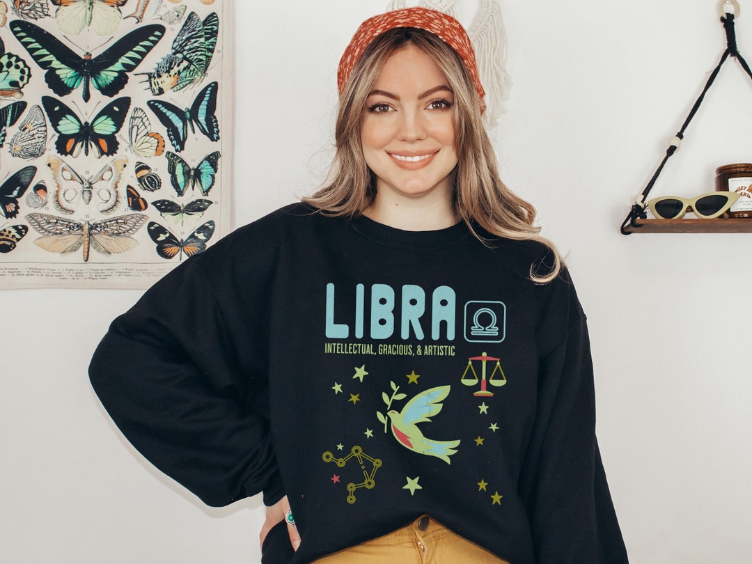 Libra Zodiac Sweatshirt, Birth Sign Gift for Her, Birthday Xmas Gifts ...