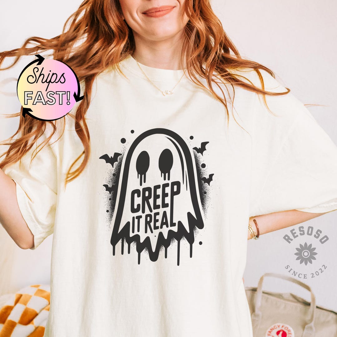 Comfort Colors Creep It Real Ghost Sweatshirt - Spooky Season Fall Tee ...