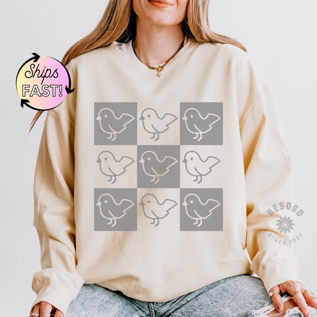 Comfort Colors Checkered Bird Sweatshirt - Retro Teacher T-shirt - Etsy