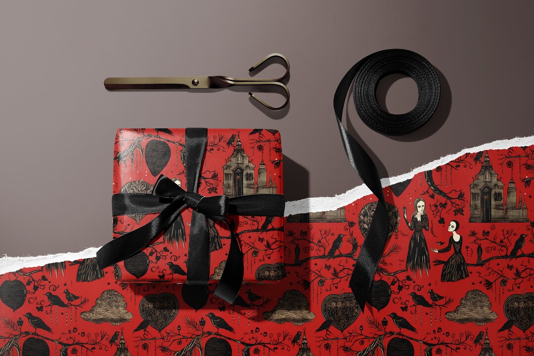 Edwardian Goth Wrapping Paper Roll, Valentine's Day Gothic Romance Gift ...