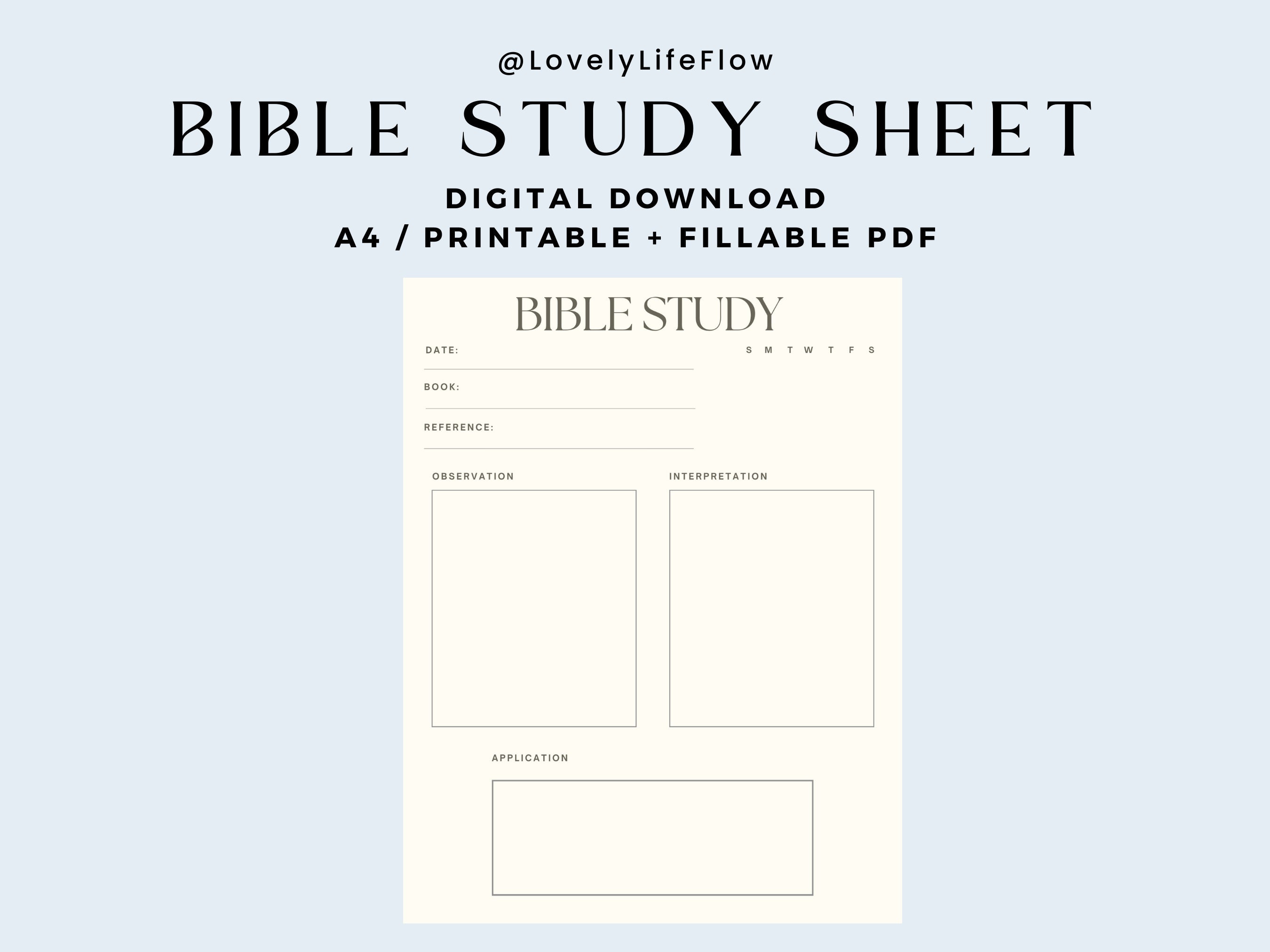 Digital Bible Study Sheet - Etsy