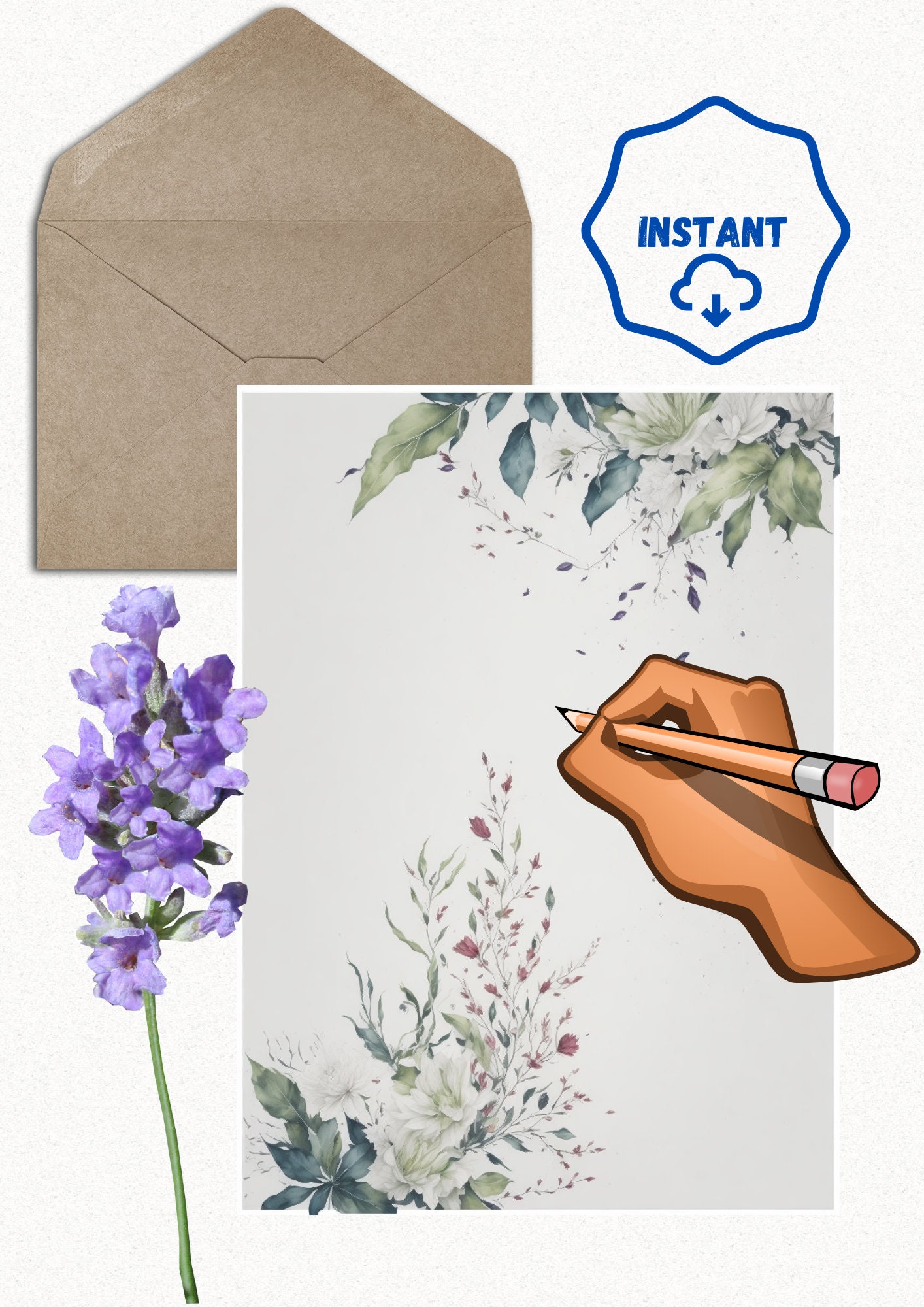 Editable Blank Template, Printable Cards, Custom Sign, Greenery ...