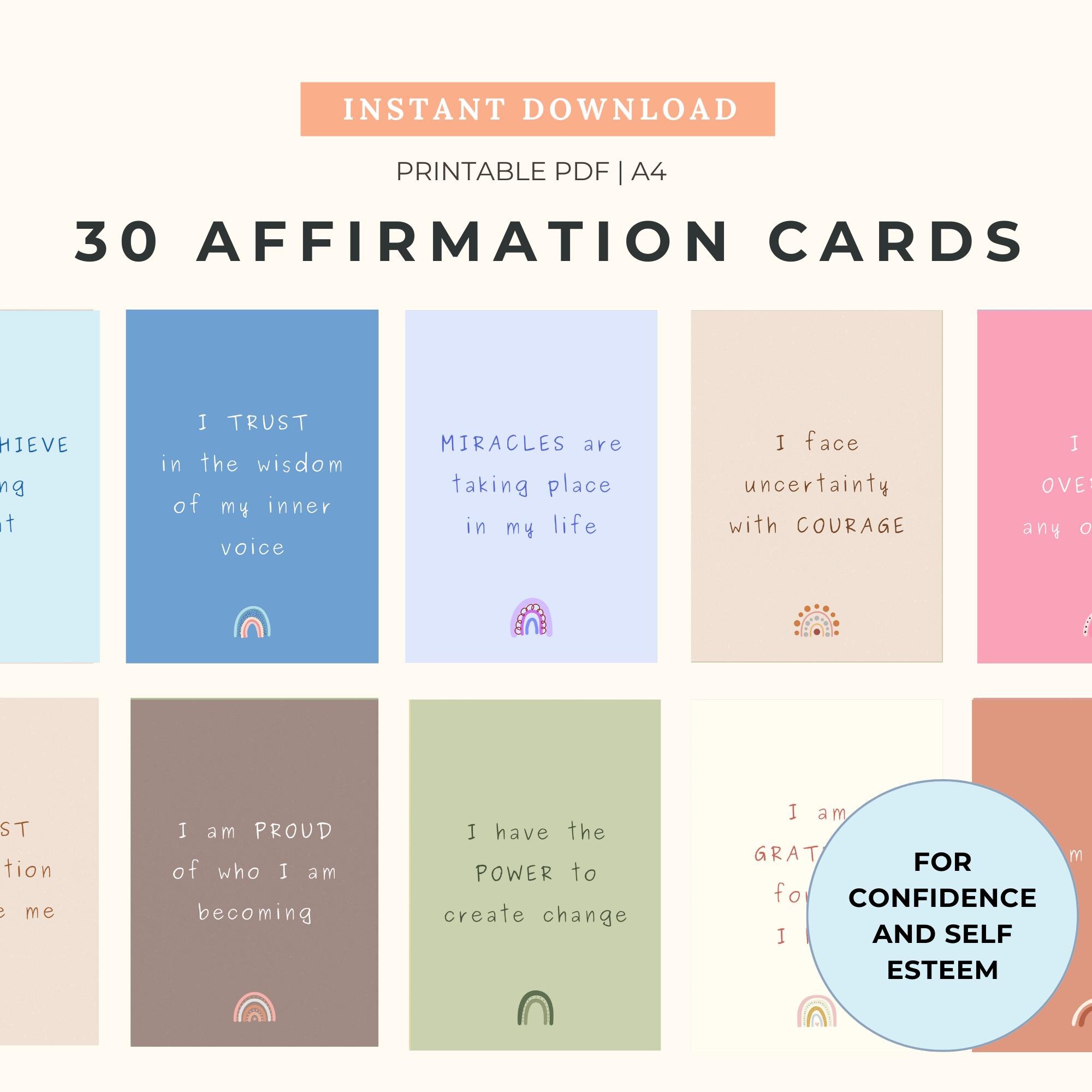 Affirmation Cards for Confidence and Self-esteem, Digital Download ...