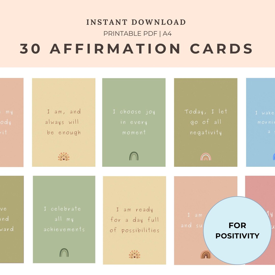 Positive Affirmation Cards, Digital Download, Positive Quote Cards ...