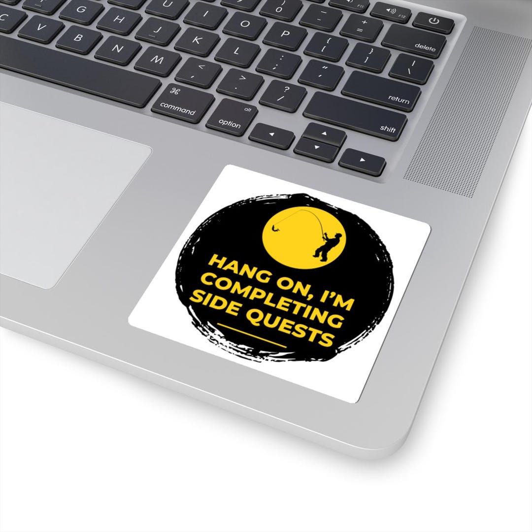 Side Quests Gaming Sticker, Fishing Laptop Decal - Etsy