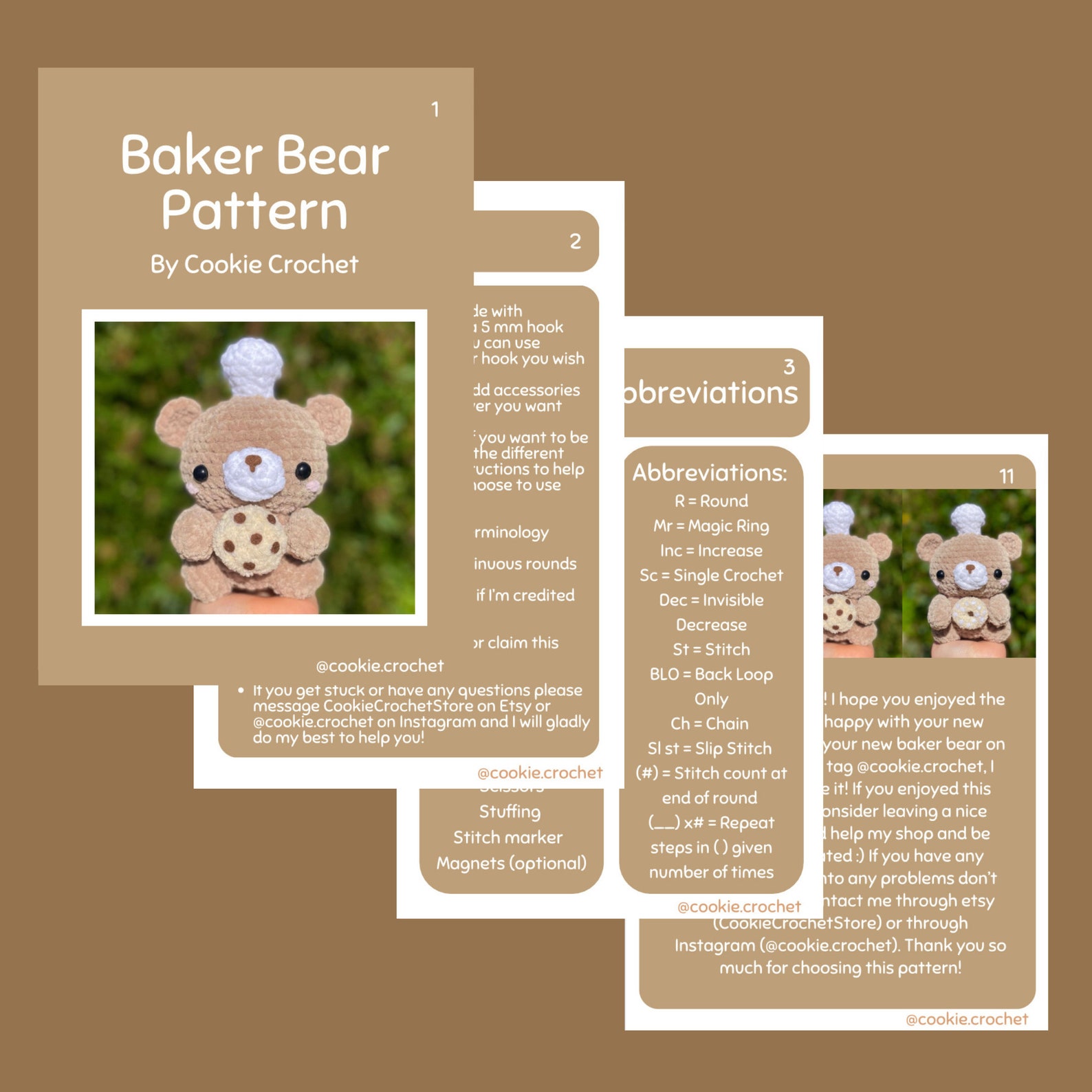 Crochet Baker Bear Pattern - Etsy
