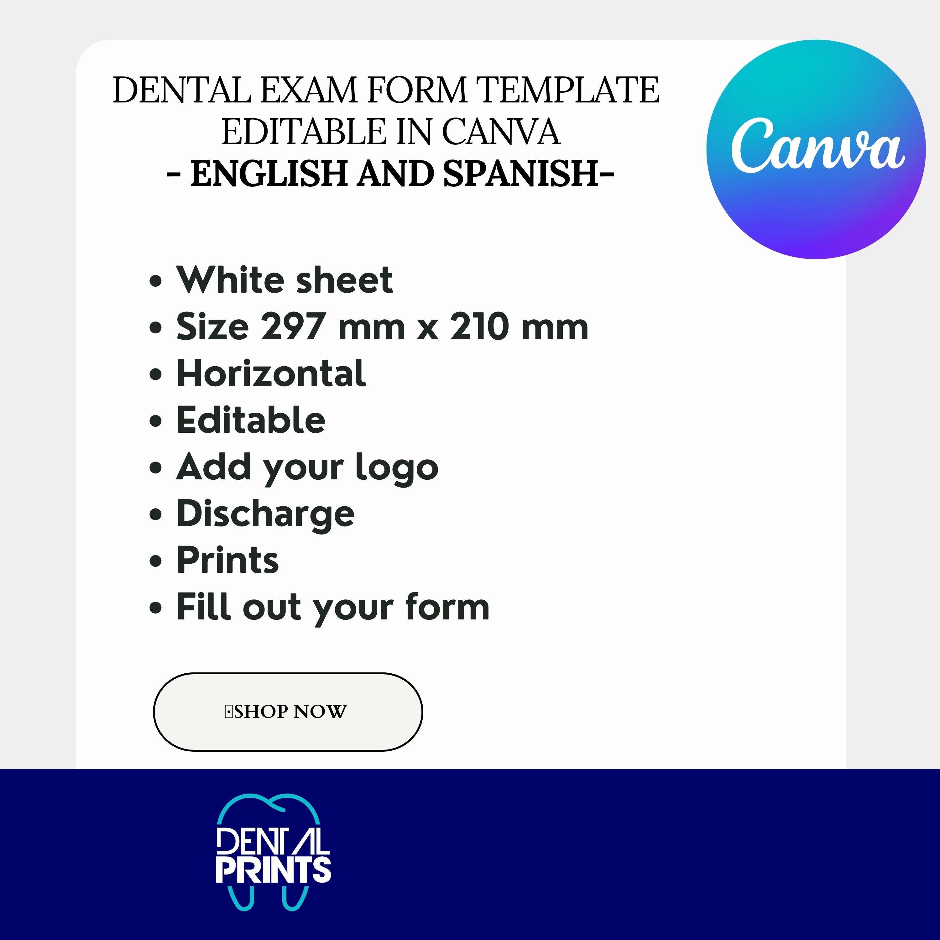 Dental Form Template /PATIENT HISTORY/ Dental Record / Editable ...