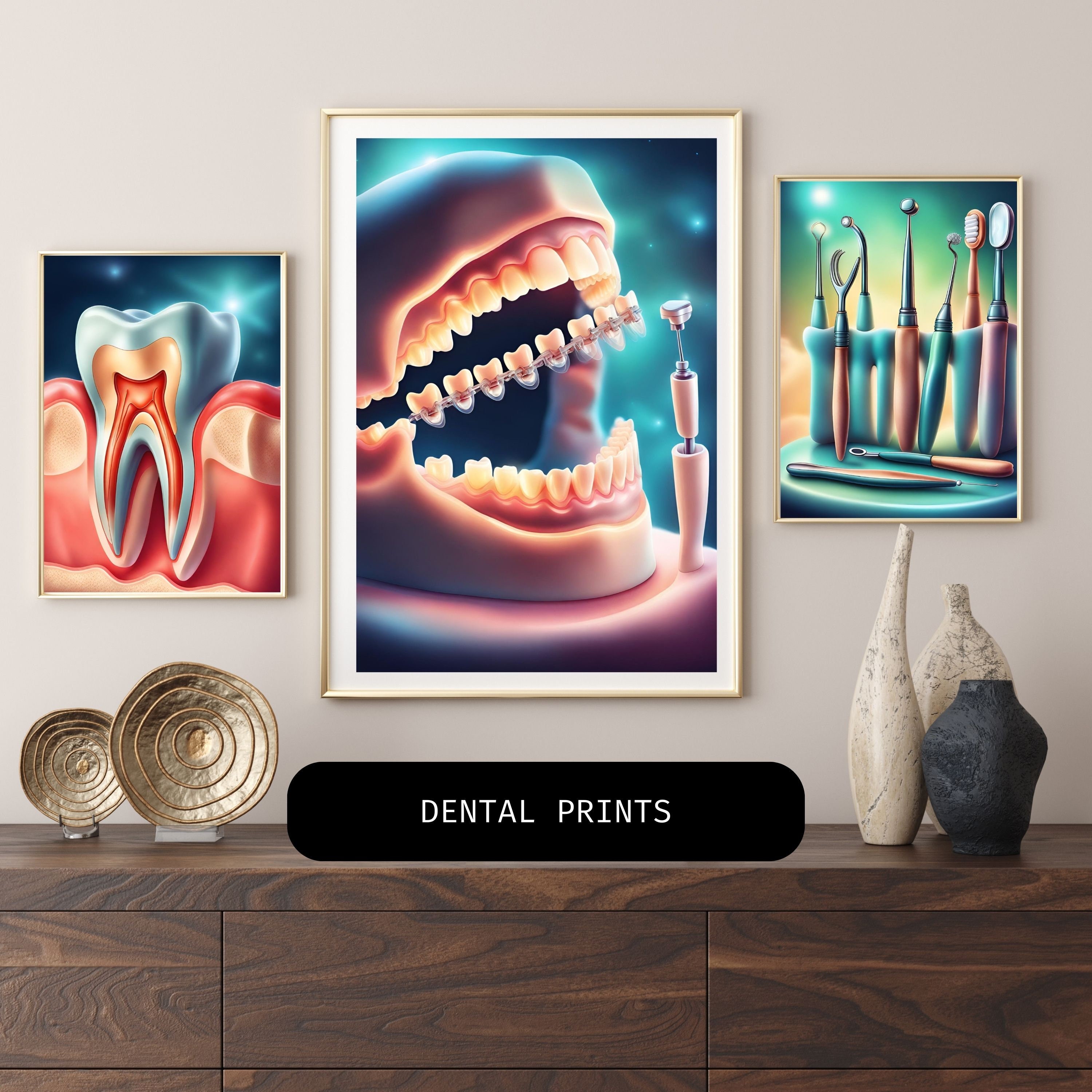Set of 6 Dental Paintings Realism 3d Art Decoration for Dental Clinic ...