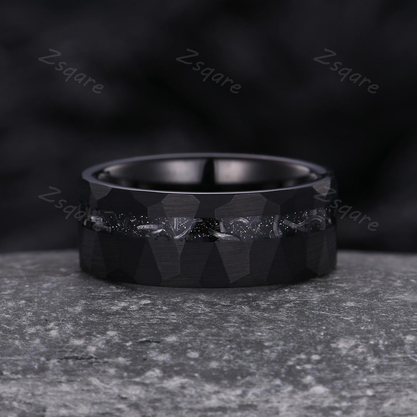 Outer Space Couple's Wedding Band Black Gold Matching Bands Black ...