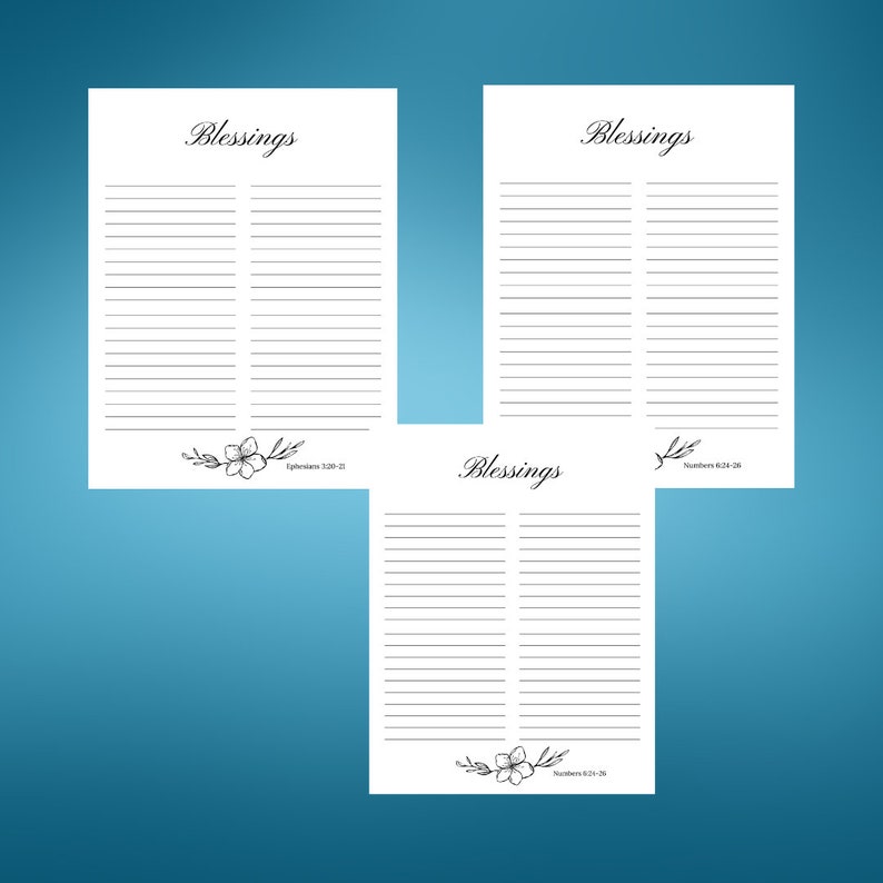 Blessings List Printable | Gratitude Journal Page | Digital Download ...