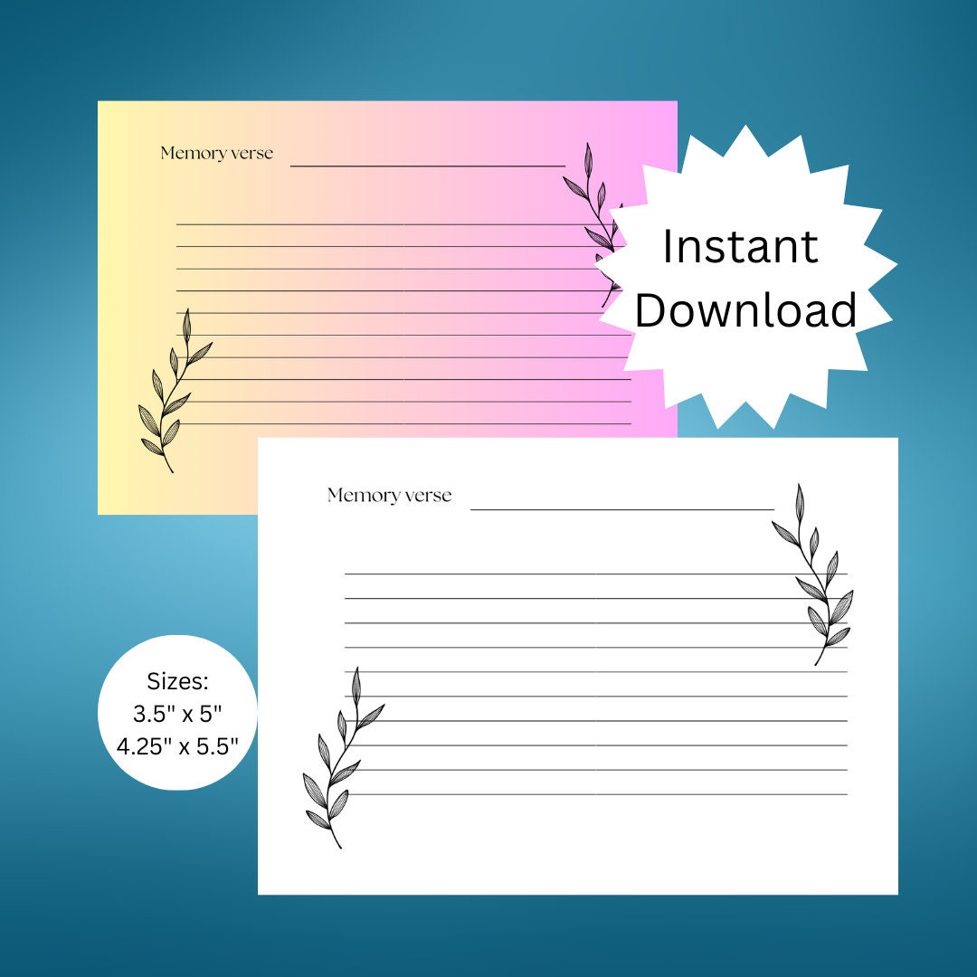 Memory Verse Cards Printable | Bible Verse Memorization | Digital ...