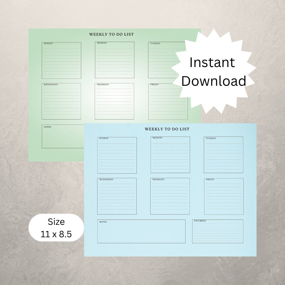 Printable Weekly To-do List | Minimalist Task Planner (digital Download ...