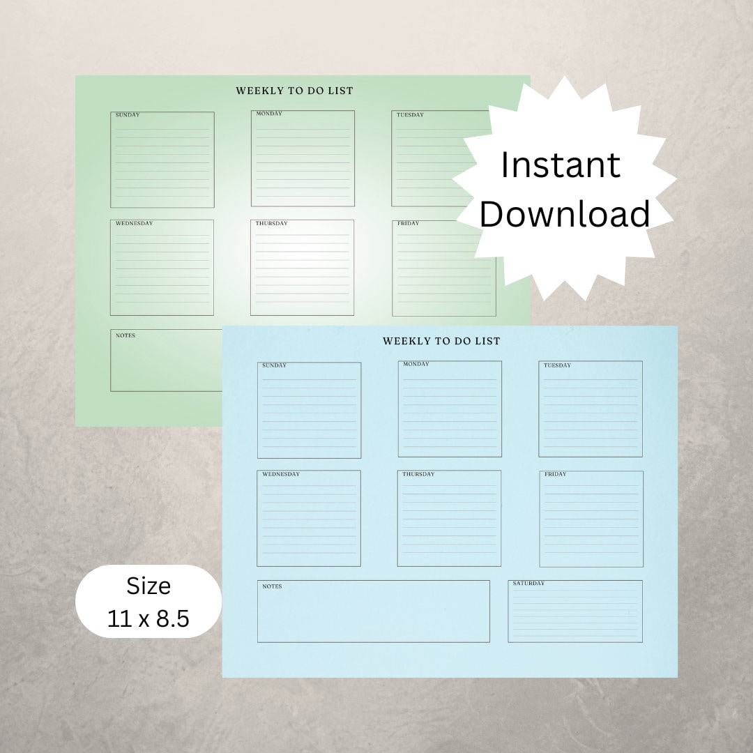 Weekly To-do List Printable | Task Planner | Digital Download | Weekly ...