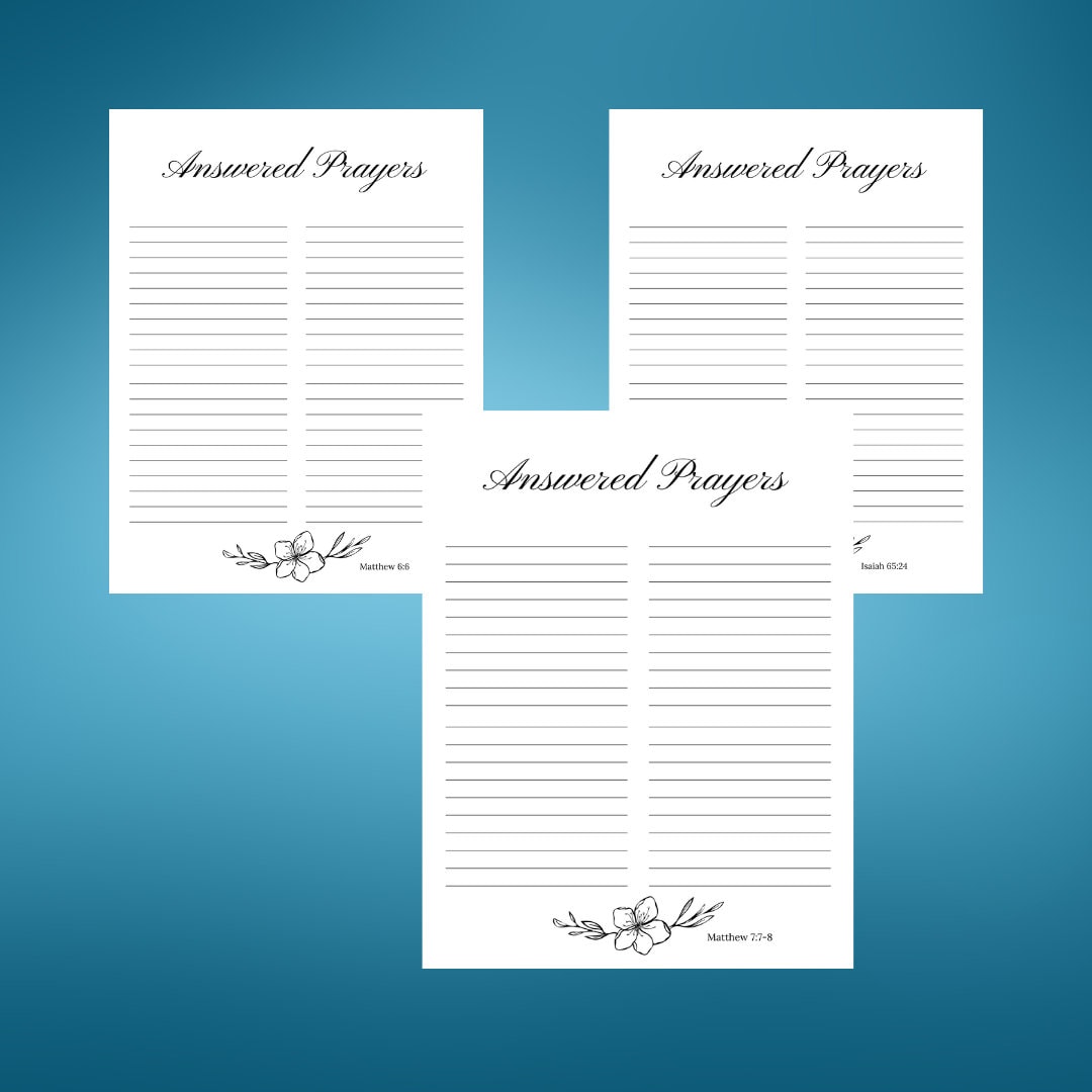 Answered Prayers List Printable | Digital Download | Prayer Tracker ...
