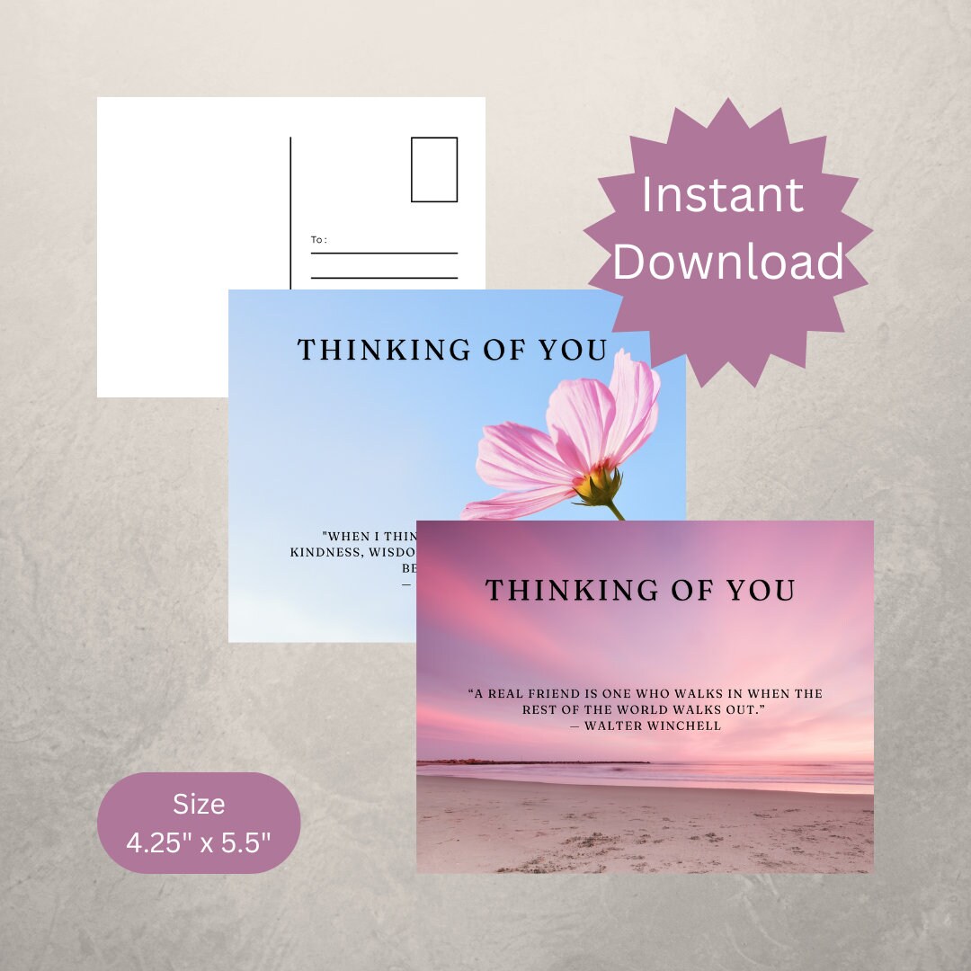 Thinking of You Postcards Printable | Digital Download | Encouragement ...
