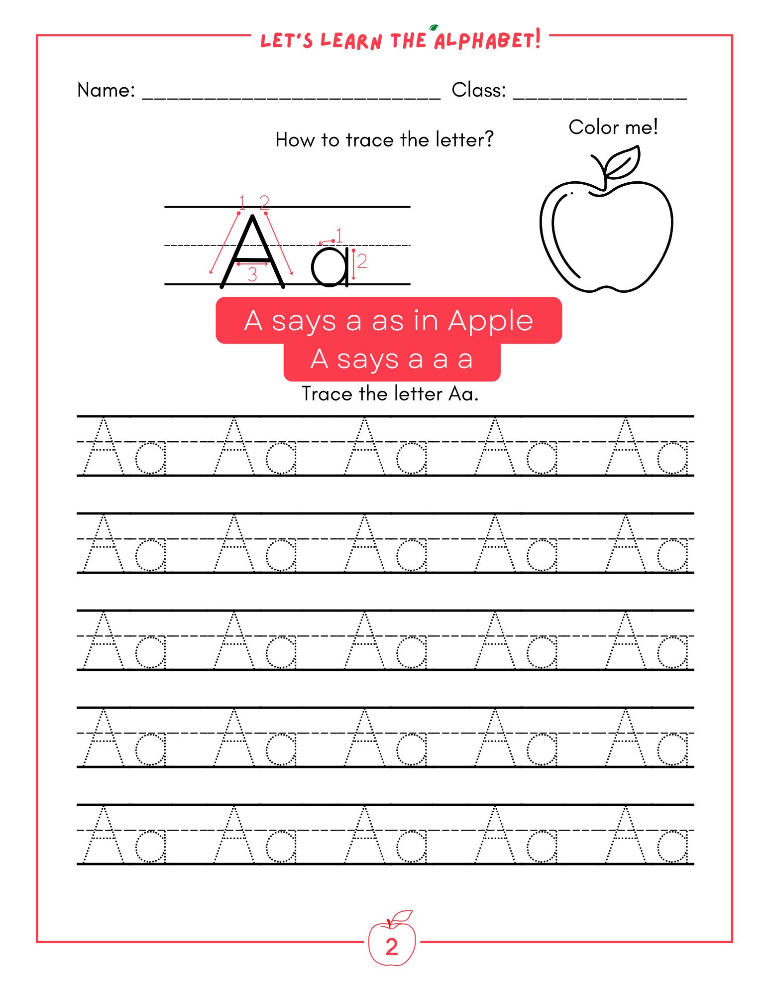Printable Phonic Worksheets for Letter A, Preschool or Kindergarten ...
