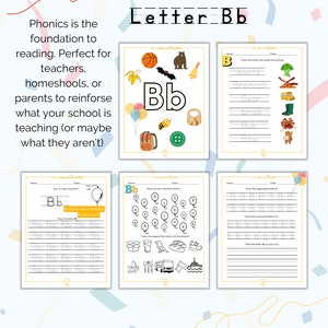 Alphabet Bundle: Letter B Printables Pack | Tracing, Writing, Phonics ...