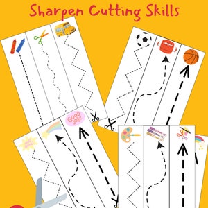 Back to School Cutting Strips for Toddler, Preschool, Kindergarten PK2 ...