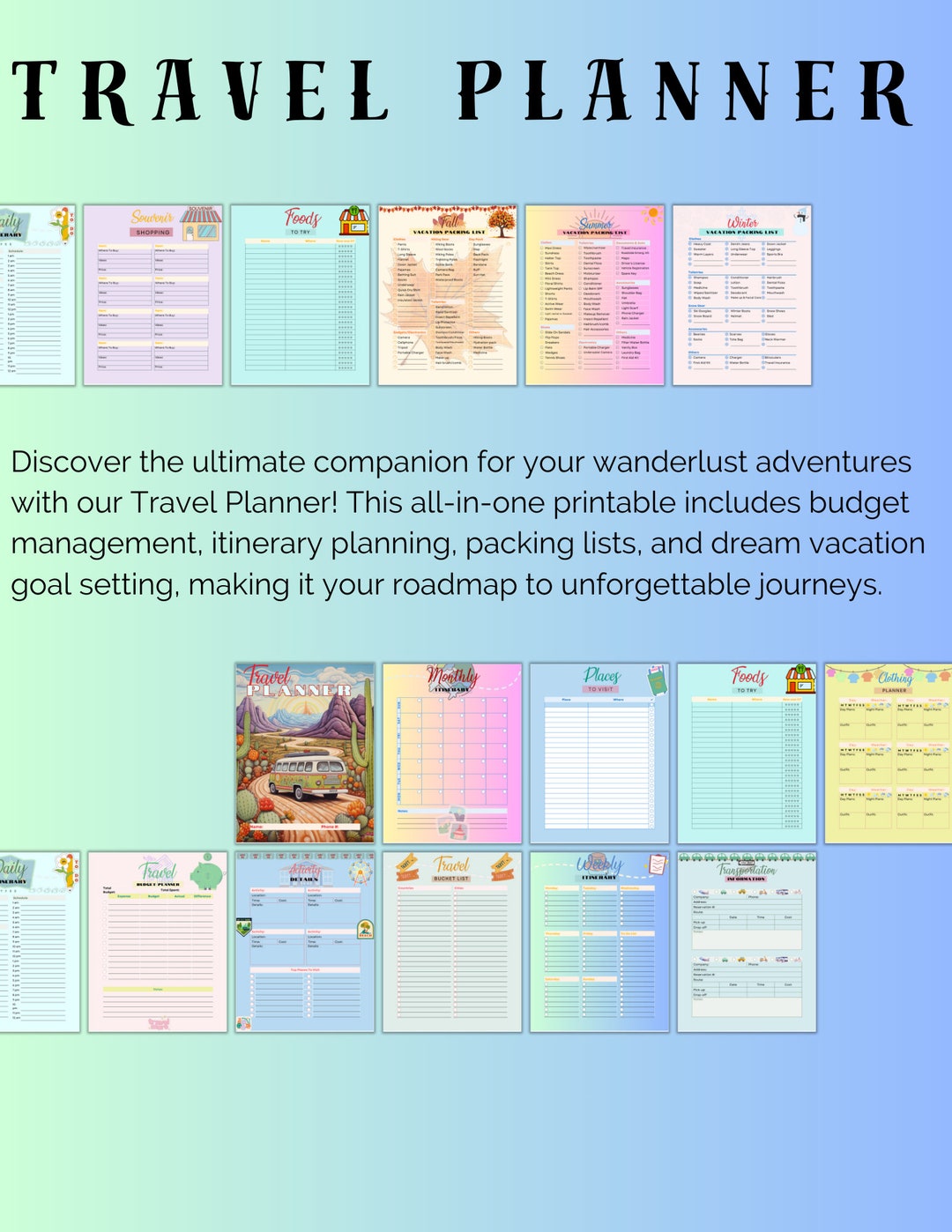 Travel Planner Vacation Itinerary Journal Budget Hotel Packing List ...