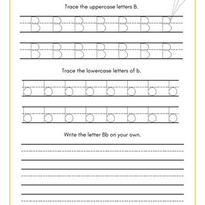 Alphabet Bundle: Letter B Printables Pack | Tracing, Writing, Phonics ...