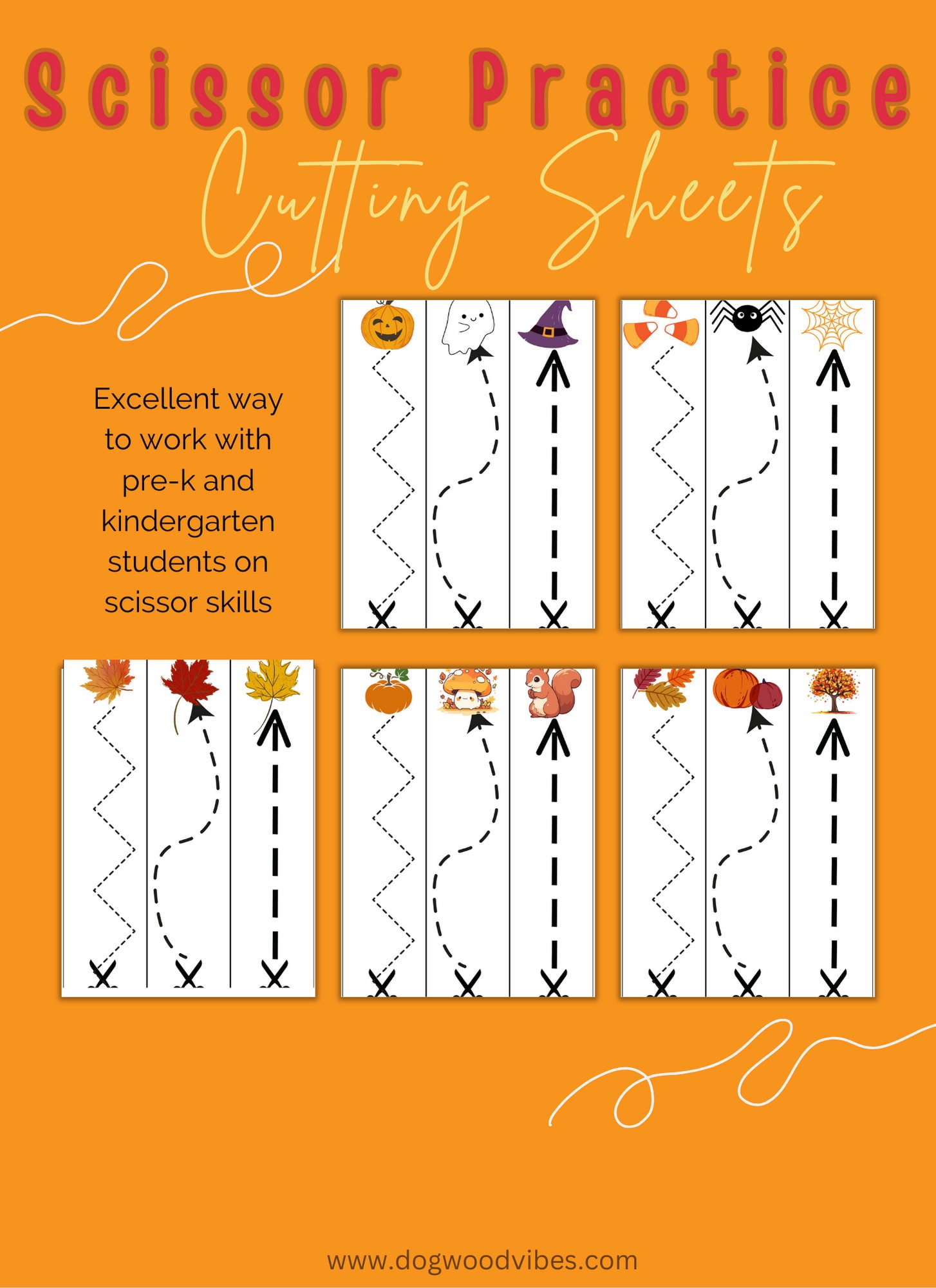 Halloween / Fall & Back to School Cutting Strips Toddler, Preschool ...