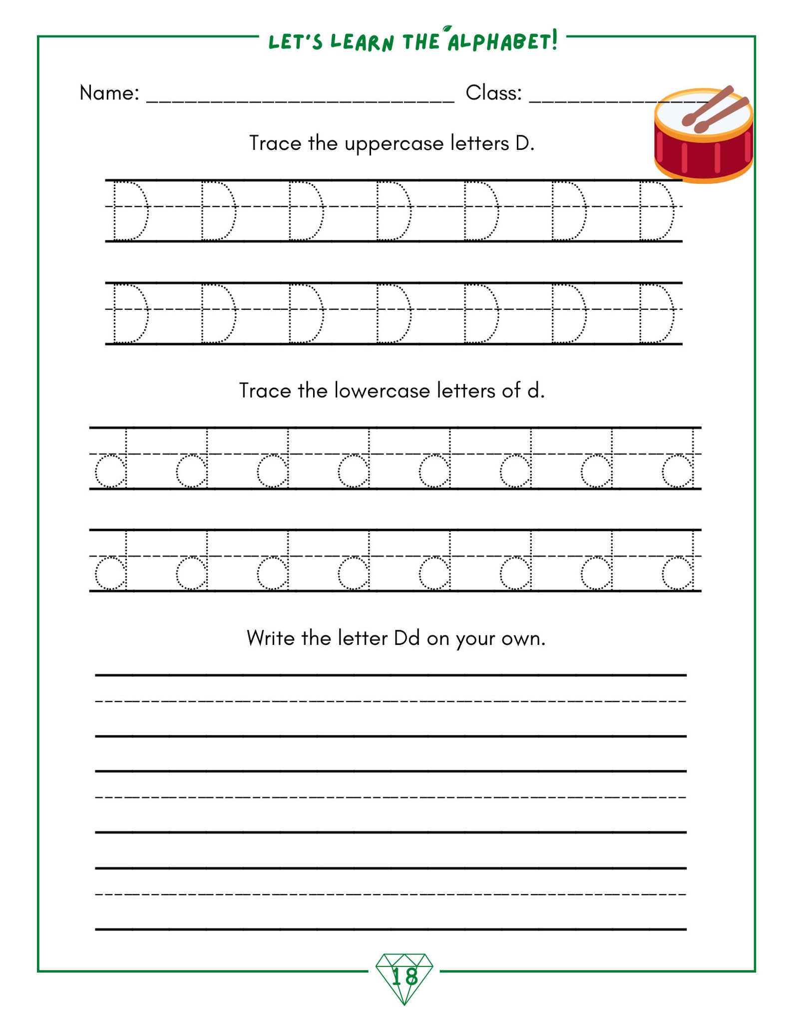 Printable Phonic Worksheets Letter D, Preschool Kindergarten Students ...