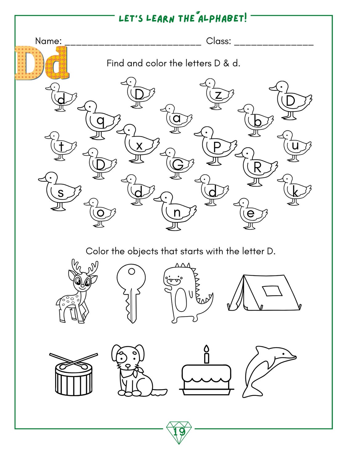 Printable Phonic Worksheets Letter D, Preschool Kindergarten Students ...