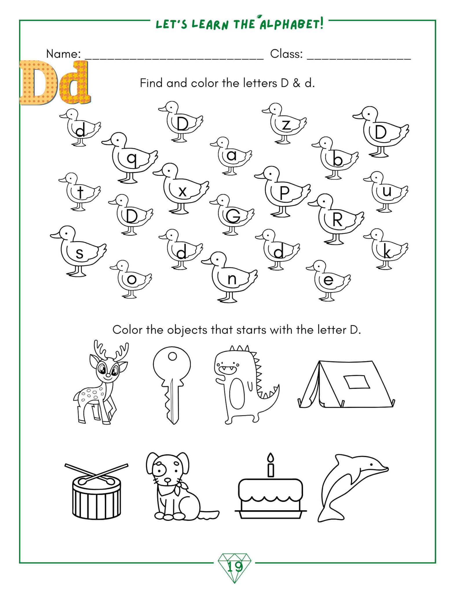 Printable Phonic Worksheets Letter D, Preschool Kindergarten Students ...