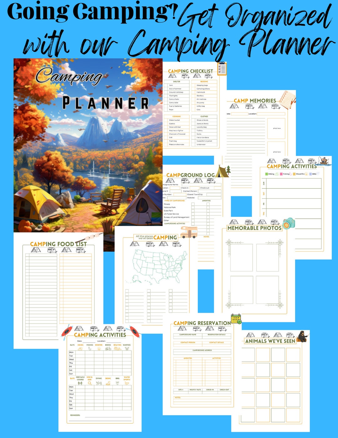 Camping Planner RV Travel Journal Vacation Boys Girls Day Camp Summer ...