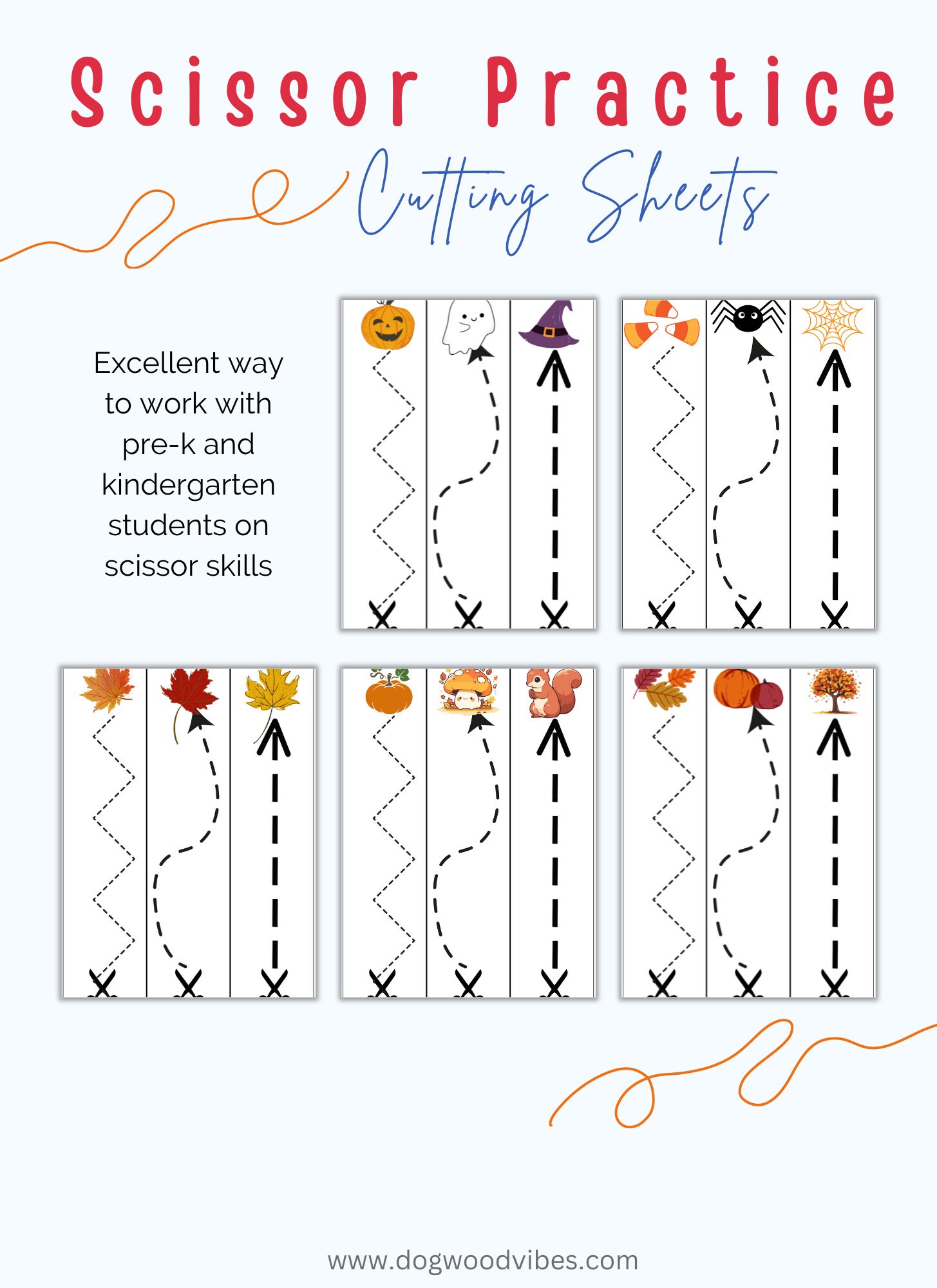 Halloween / Fall & Back to School Cutting Strips Toddler, Preschool ...