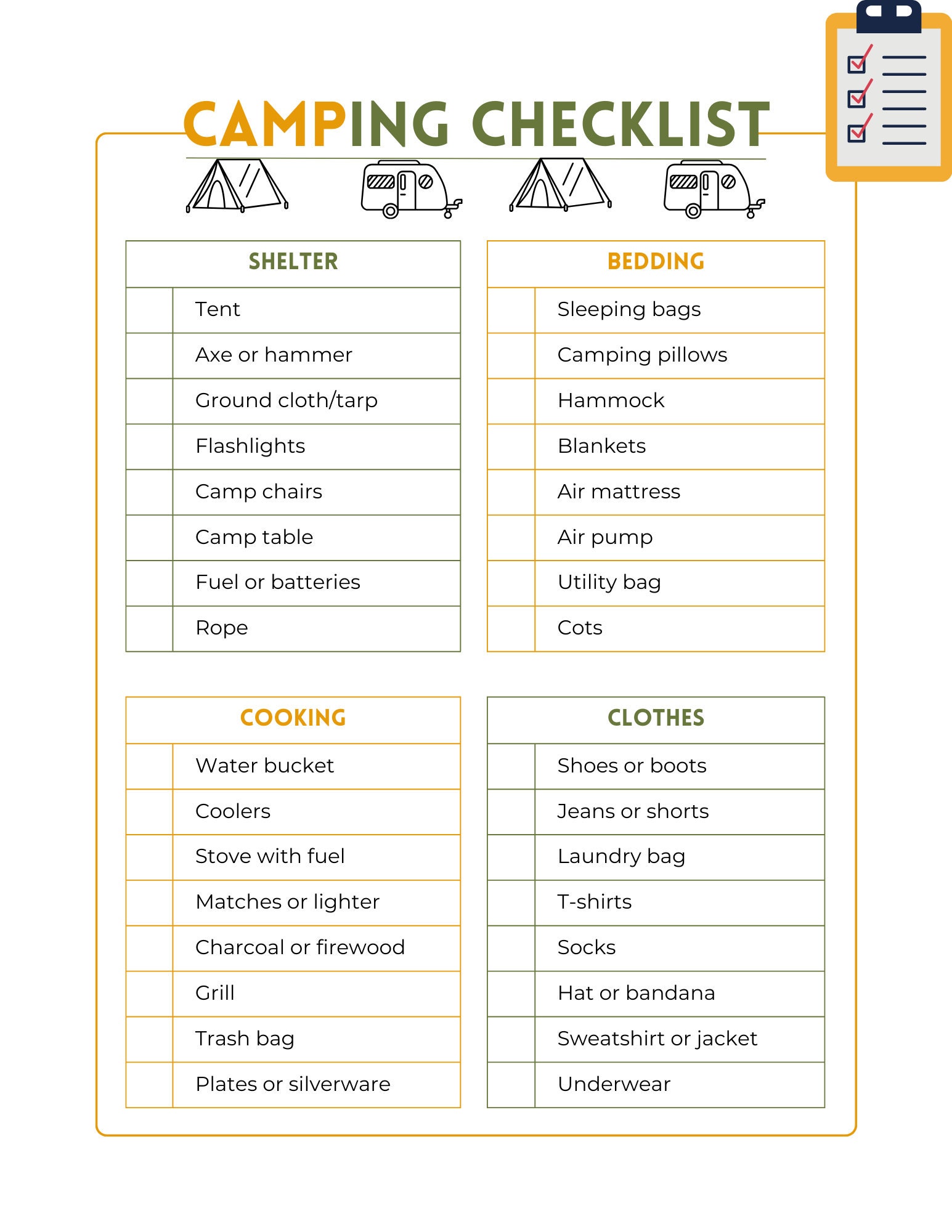 Camping Planner RV Travel Journal Vacation Boys Girls Day Camp Summer ...
