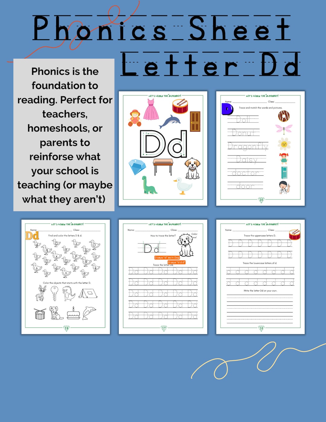 Printable Phonic Worksheets Letter D, Preschool Kindergarten Students ...