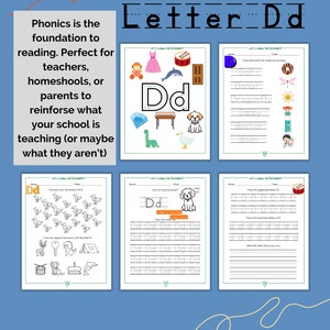 Printable Phonic Worksheets Letter D, Preschool Kindergarten Students ...