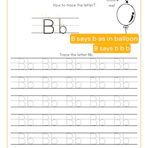 Alphabet Bundle: Letter B Printables Pack | Tracing, Writing, Phonics ...
