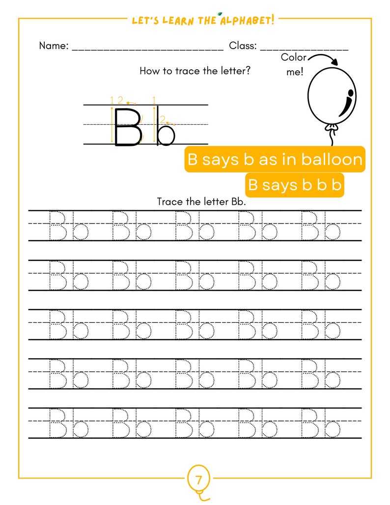 Alphabet Bundle: Letter B Printables Pack | Tracing, Writing, Phonics ...