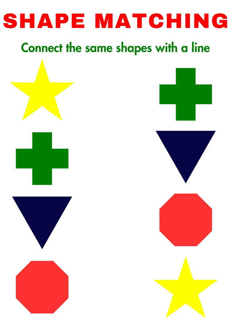 5 Preschool Printable Matching Worksheets for Teachers, Parents or ...