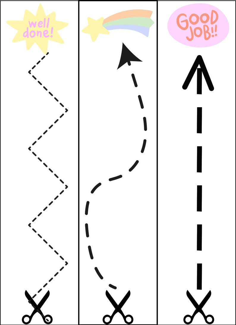 Back to School Cutting Strips for Toddler, Preschool, Kindergarten PK2 ...