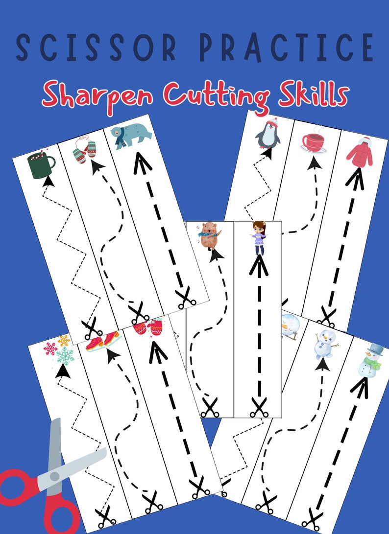 Back to School Winter Cutting Strips for Toddler, Preschool ...