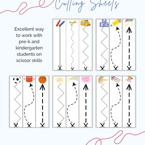 Back to School Cutting Strips for Toddler, Preschool, Kindergarten PK2 ...