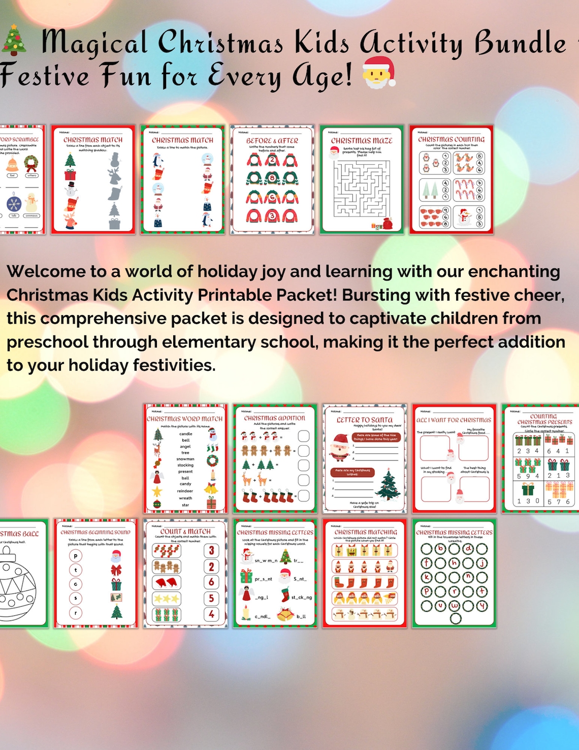 30 Printable Christmas Activities, Christmas Activity Bundle, Kid's ...