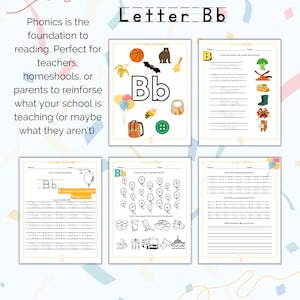 Alphabet Bundle: Letter B Printables Pack | Tracing, Writing, Phonics ...