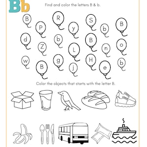 Alphabet Bundle: Letter B Printables Pack | Tracing, Writing, Phonics ...