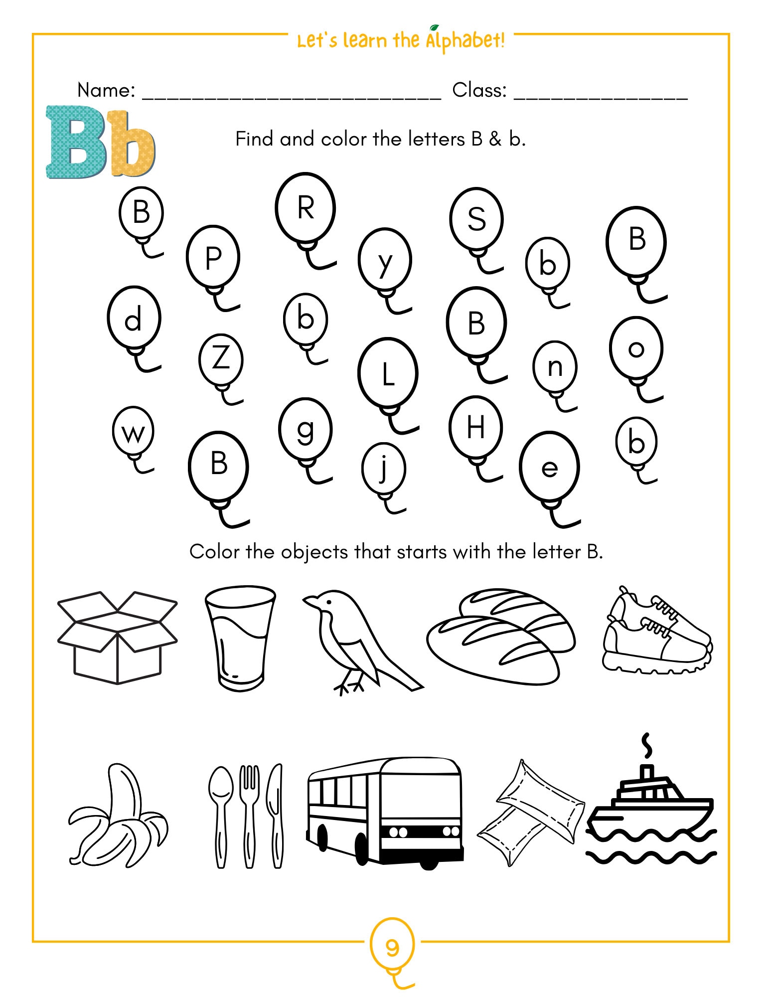 Alphabet Bundle: Letter B Printables Pack Tracing, Writing, Phonics ...