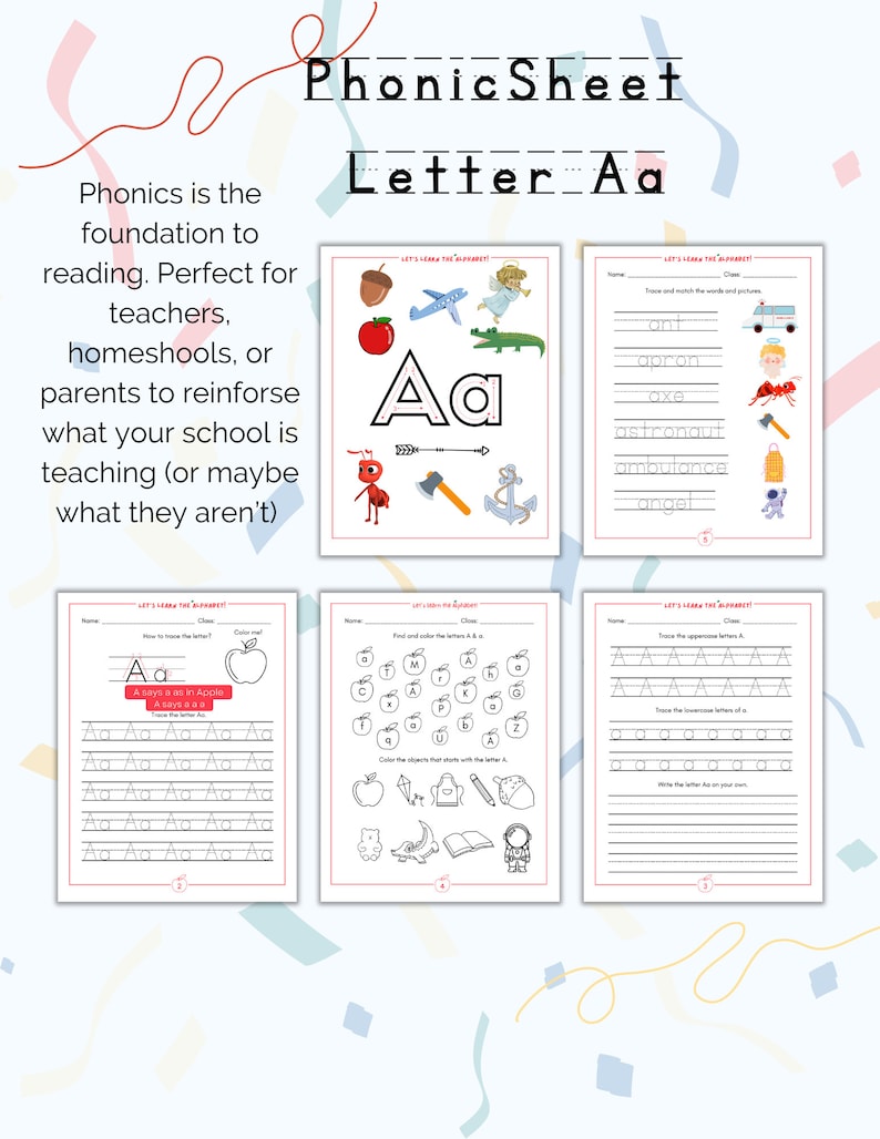 Printable Phonic Worksheets for Letter A, Preschool or Kindergarten ...