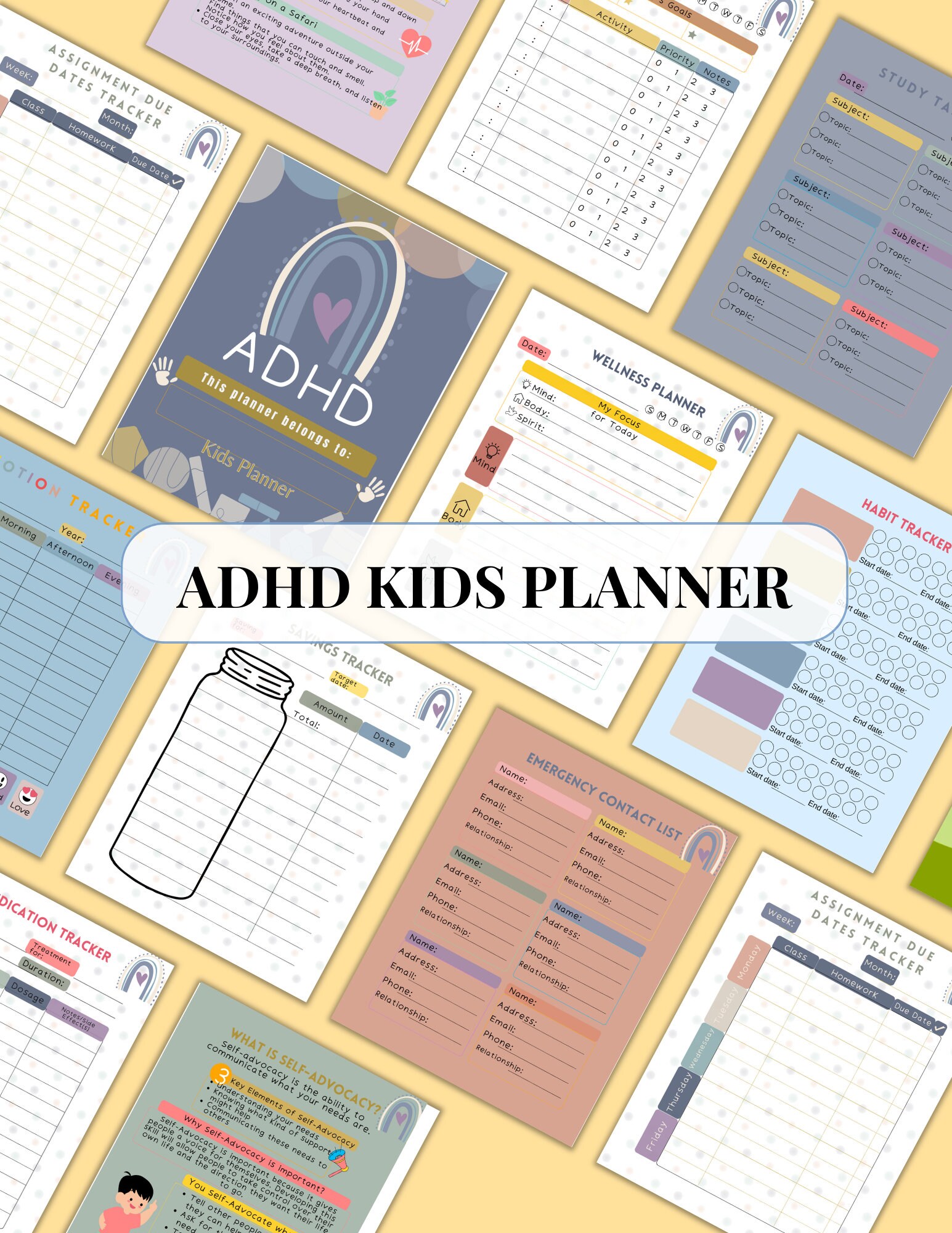 Printable ADHD Planner for Kids Student, Teacher, and Parents Help Stay ...