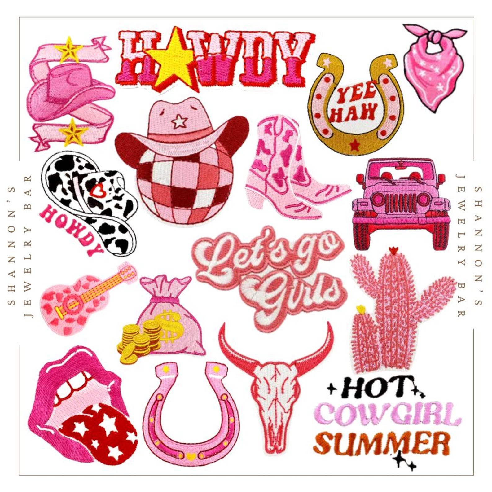 Western HANDMADE PATCHES - Iron on Patches, Pink Patches, Western ...