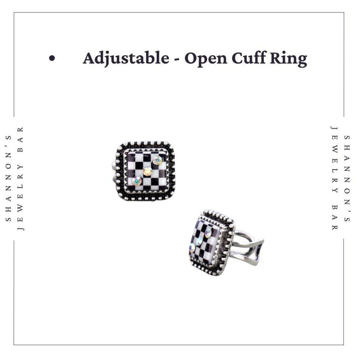Checkered Dice Ring, Adjustable Ring, Western Inspired Jewelry, Dice ...
